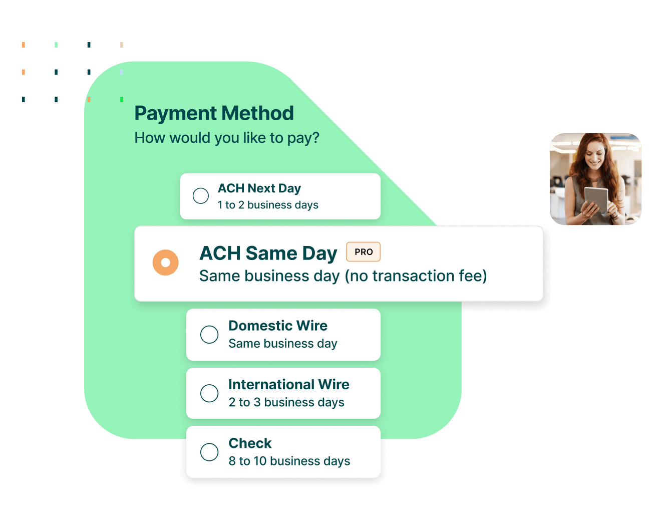 Payment method options for Relay